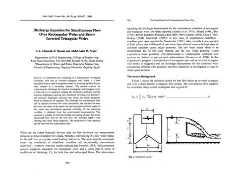 Pdf Discharge Equation For Simultaneous Flow Over Rectangular Weirs
