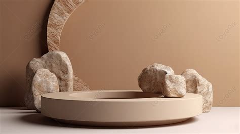 놀라운 3d 렌더링 베이지색 배경에 석재 액센트가 있는 현대적인 제품 디스플레이 스탠드 현대적 배경 놀라 배경 사진관 배경 이미지 Hd 현대적 놀라 사진관 배경