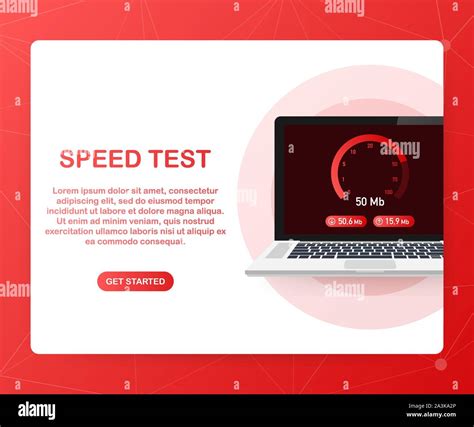 Speed Test On Laptop Speedometer Internet Speed 50 Mb Website Speed Loading Time Vector Stock