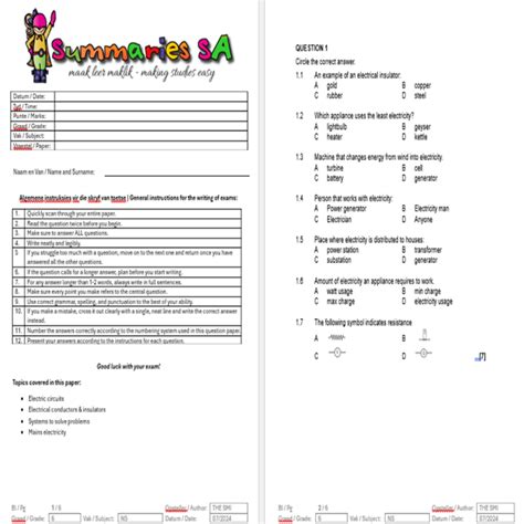 Grade 6 Natural Sciences September Paper