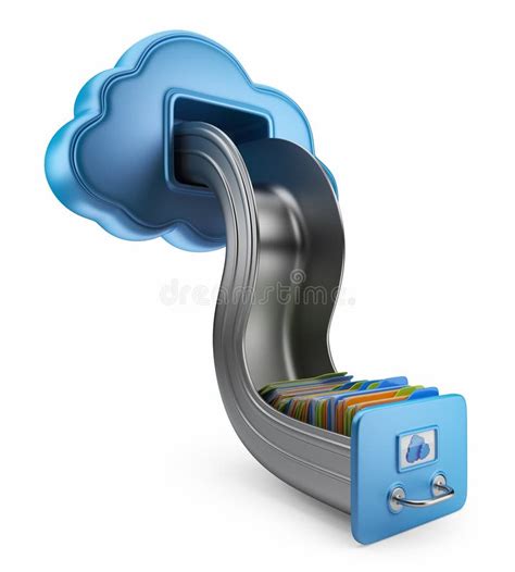 File Storage In Cloud 3D Computer Icon Isolated Stock Illustration
