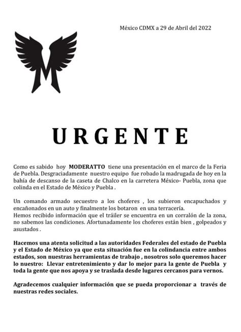 Moderatto Denunció Robo De Instrumentos Previo A Su Presentación En La Feria De Puebla 2022