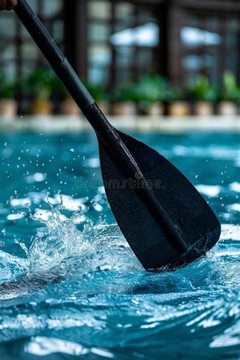 Dynamic Close Up Oar Splashing Water Capturing Summer Olympic Games