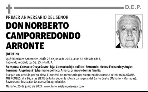 Don Norberto Camporredondo Arronte Esquela El Diario Montañés