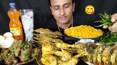 Asmr Eating Chicken Leg Curry Fish Curry Chicken Lever Fry Boil
