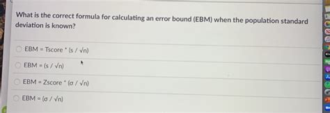 solved what is the correct formula for calculating an error
