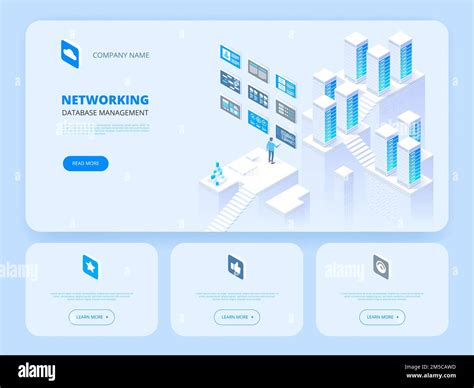 Database Management Header For Landing Page Vector Isometric