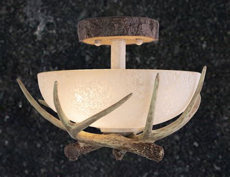 Semi Flush Mounts Lodge 12in Semi Flush Ceiling Light With French