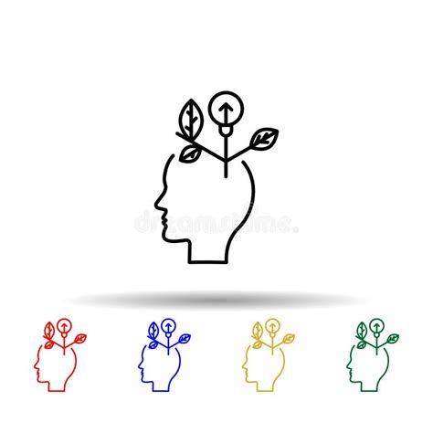 大脑，生长，花朵多色样式图标 Simple Thin Line Outline Vector Of Creative Thinking