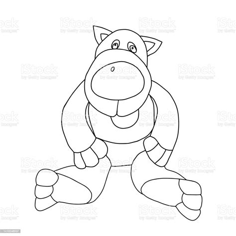 어린이를위한 색칠 공부를위한 흰색 배경에 고립 된 한 부드러운 장난감 늑대의 아름다운 손으로 그린 벡터 일러스트 레이 션 0명에 대한 스톡 벡터 아트 및 기타 이미지