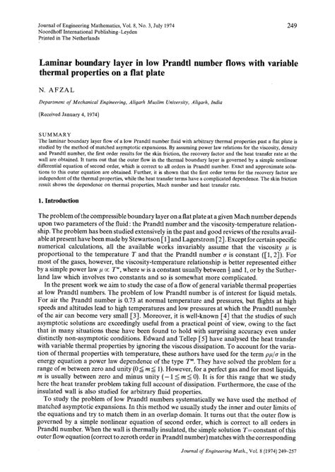 Pdf Laminar Boundary Layer In Low Prandtl Number Flows With Variable Thermal Properties On A
