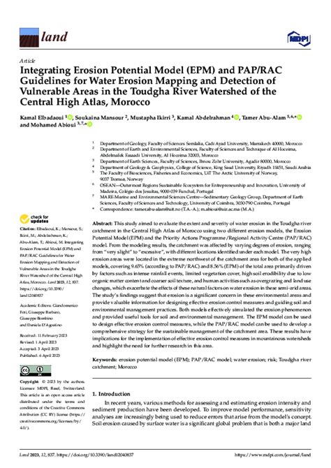 Pdf Integrating Erosion Potential Model Epm And Paprac Guidelines