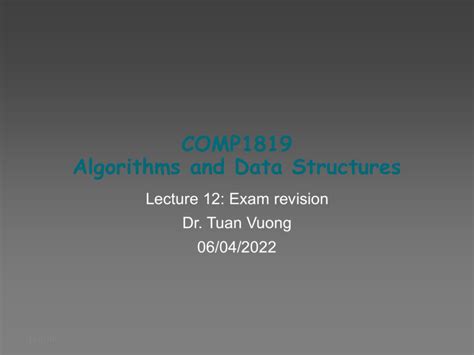 Comp1819 Algorithms And Data Structures Exam Revision