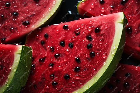 Premium Photo A Fresh Watermelon With Water Drops Background 4k