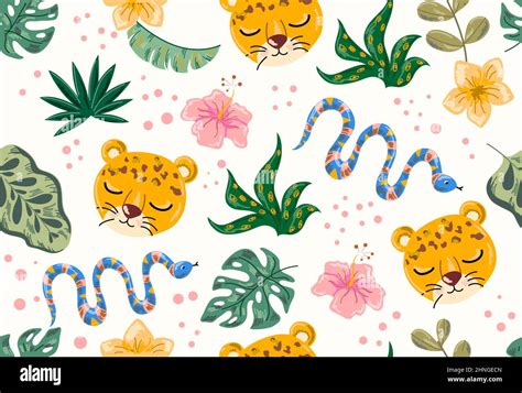 Jungle Seamless Pattern Repeating Image For Banners And Posters