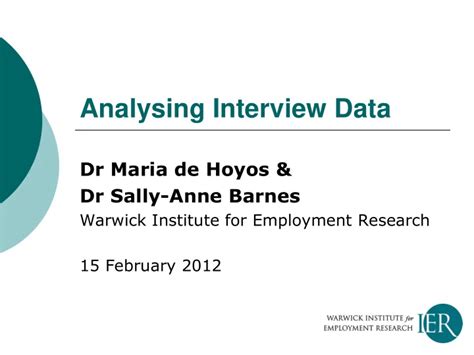 PPT Analysing Interview Data Dr Maria De Hoyos Dr Sally Anne PowerPoint Presentation 341384