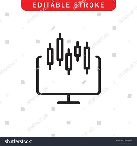 Computer Candlestick Chart Outline Icon Monitor Stock Vector Royalty