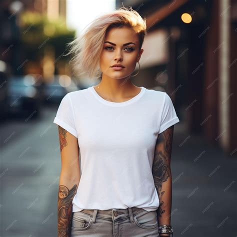 Premium Photo Girl White Tshirt Mockup