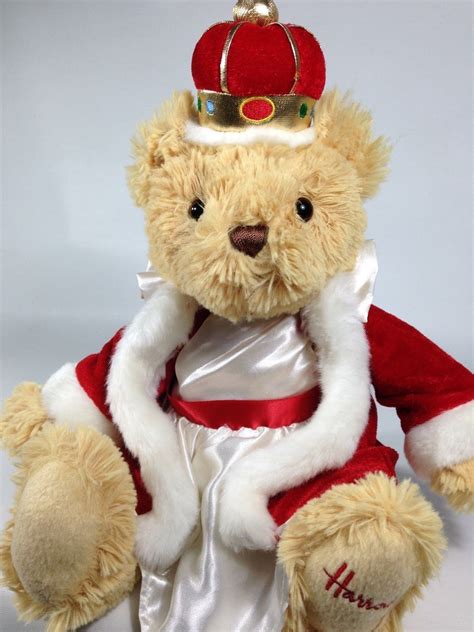 Rare Harrods Knightsbridge Royal Queen Teddy Bear Plush Red Cloak Crown London Harrods