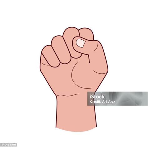 손은 주먹을 들어 올렸다 흰색 배경에 고립 된 손으로 그린 스케치 벡터 일러스트레이션 N Revolution에 대한 스톡 벡터