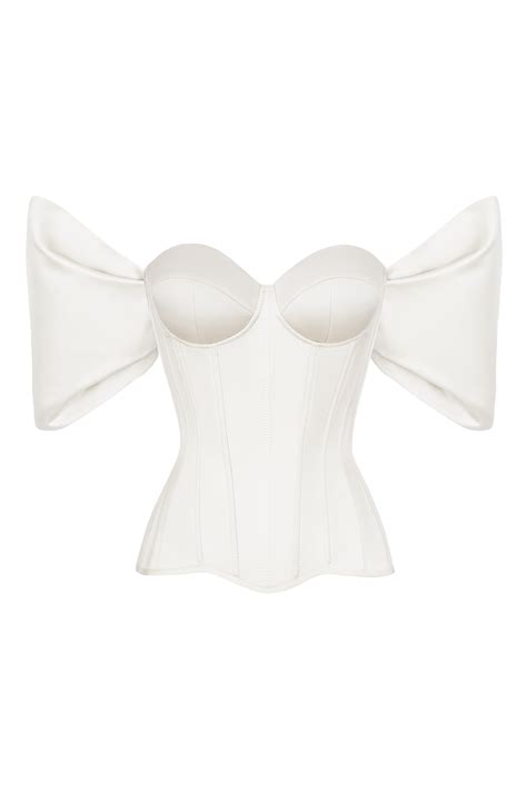 Ivory Satin Corset With Detachable Sleeves Statnaia