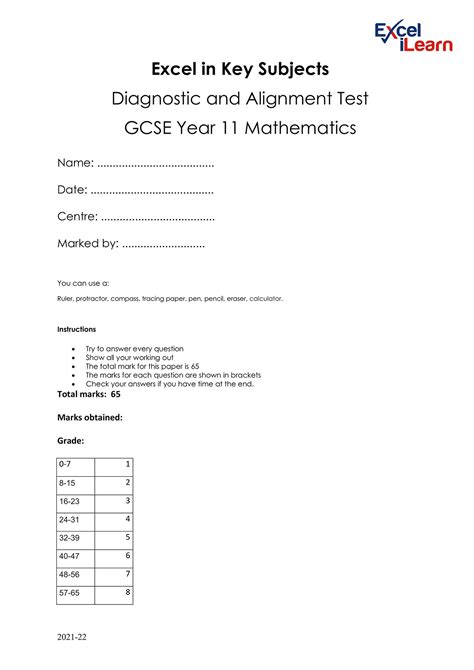 Maths Test Gcse Y11 2023 24 Excel In Key Subjects