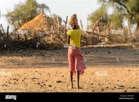 FERLO DESERT SENEGAL APR Unidentified Fulani Woman In Headscarf Walks Along The