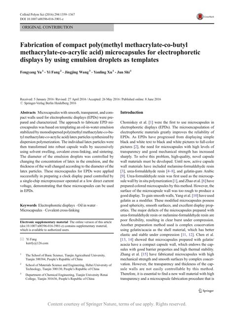 Fabrication Of Compact Polymethyl Methacrylate Co Butyl Methacrylate