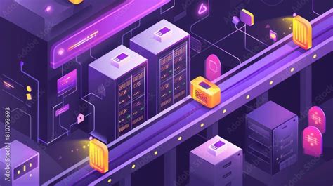 Modern Illustration Showing Information Storage In An Isometric