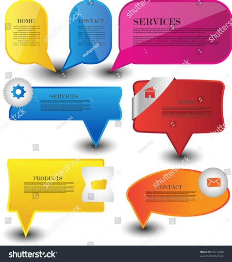 Colorful Speech Bubbles Pointers Set Stock Vector Royalty Free 95631640