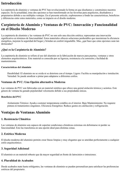 PPT Carpintería de Aluminio y Ventanas de PVC Innovación y