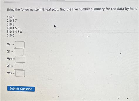 Solved Using The Following Stem And Leaf Plot Find The Five
