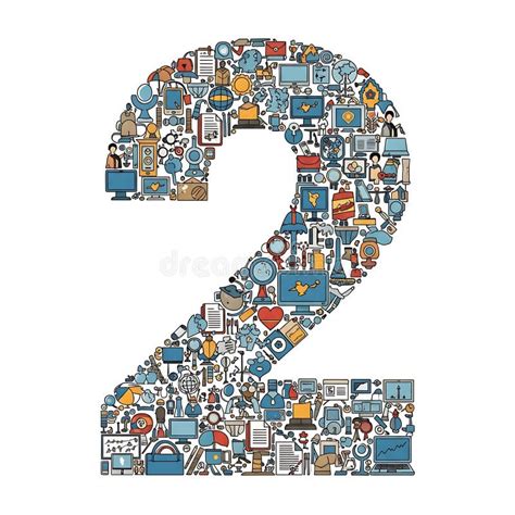 Number Two Made Of Diverse Business And Technology Icons Stock
