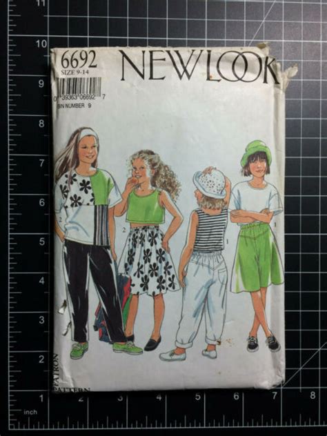 Simplicity Look 6692 Pattern T Shirt Skirt Trousers Shorts Girls Sz 9