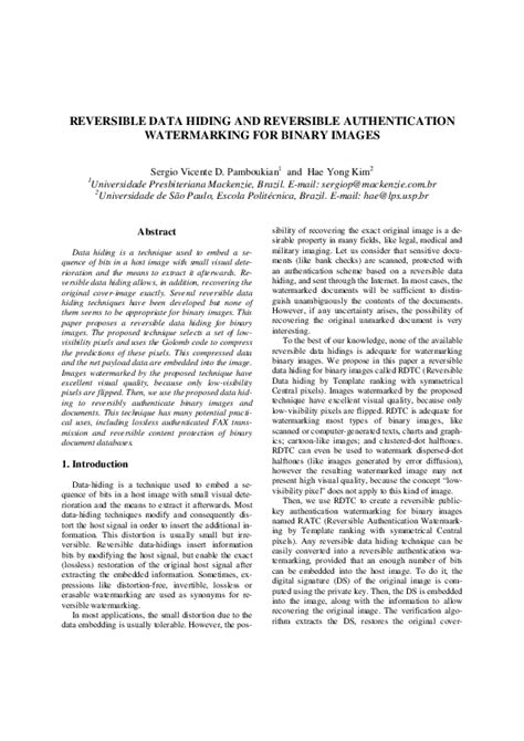 pdf reversible data hiding and reversible authentication watermarking