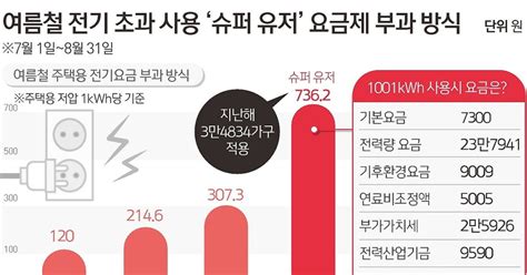 그래픽 여름철 전기 초과 사용 ‘슈퍼 유저 요금제 부과 방식