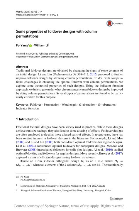 Some Properties Of Foldover Designs With Column Permutations
