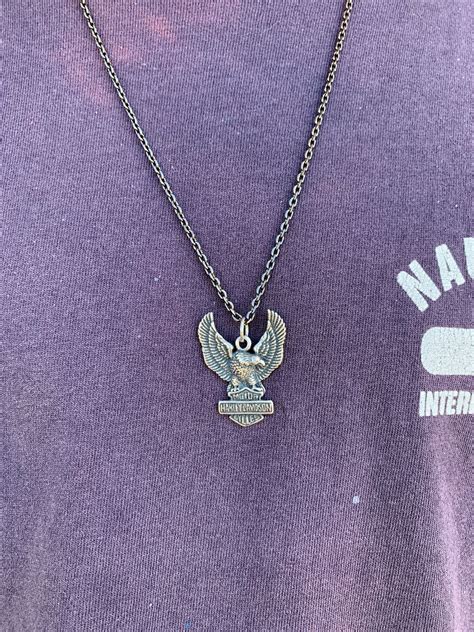 Harley Davidson Eagle Pendant Necklace Gunmetal Link Chain Boardwalk