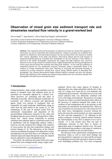 Pdf Observation Of Mixed Grain Size Sediment Transport Rate And