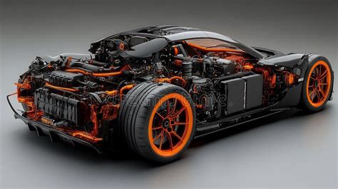 Hyper Detailed Engine Cutaway Electric Stock Illustration