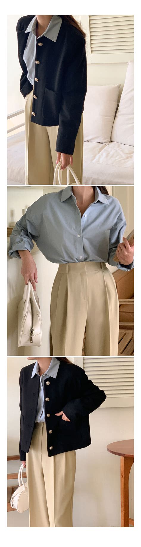 케이클럽 자체제작하객룩🖤 울50릿치 노카라 울 숏 자켓