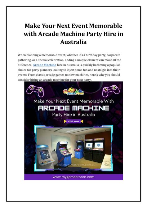 PPT Make Your Next Event Memorable With Arcade Machine Party Hire In