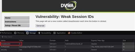 Dvwa Weak Sessions Ids Pentest Journeys