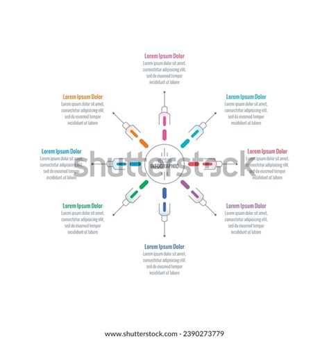 Eight Steps Infographic Template Outline Wheel Stock Vector Royalty