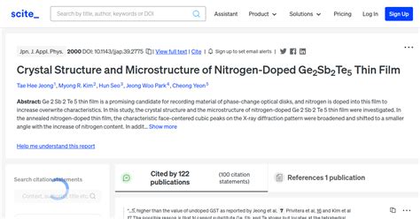 [citation Report] Crystal Structure And Microstructure Of Nitrogen Doped Ge 2 Sb 2 Te 5 Thin Film