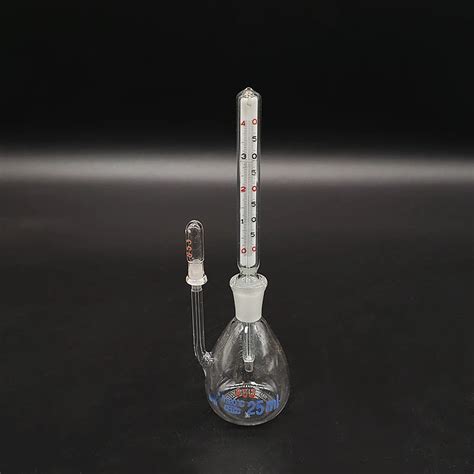 Lab 25ml 50ml Glass Pycnometer Ball Shape Gravity Bottle Picknometer Pycnometer With Thermometer