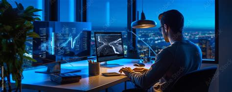 Computer Programmer Coding On Modern Computer With Ai Artificial