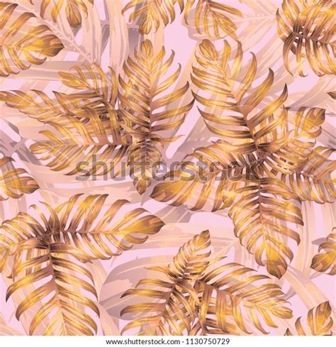 Palm Monstera Seamless Pattern Pink White Stock Vector Royalty Free