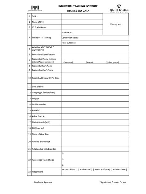 Trainee Bio Data Fill And Sign Printable Template Online Us Legal Forms