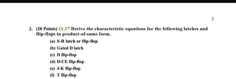 VIDEO Solution 2 20 Points11 17 Derive The Characteristic Equations For The Following Latches